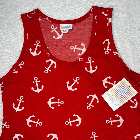 LuLaRoe | Tops | Lularoe Red Tank Top With White Anchors Large | Poshmark